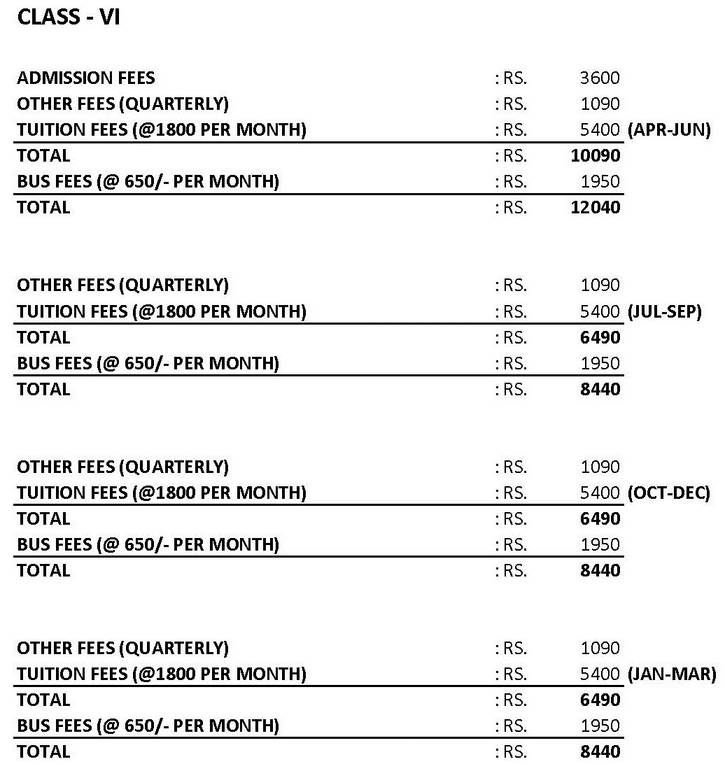 Fee Structure – Pranabananda Vidyamandir